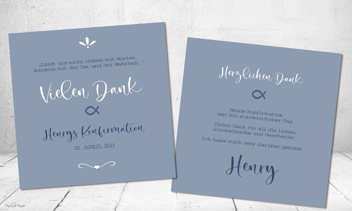 Vorlage Ideen Danksagung Konfirmation